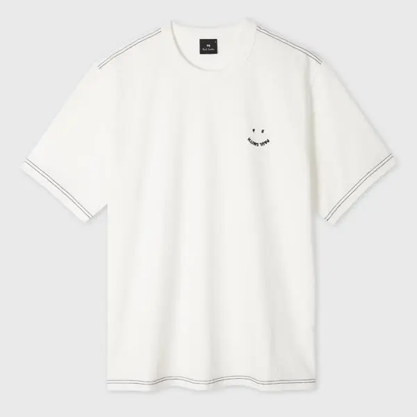 Paul Smith Ecru Pigt Dyed 'happy' T-shirt