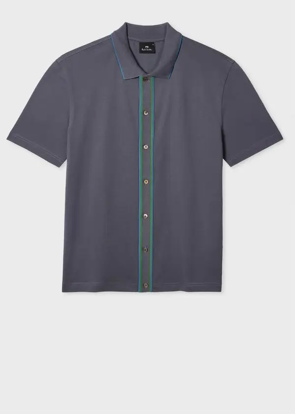 Paul Smith Button-front Stretch-cotton Polo Shirt - Grey