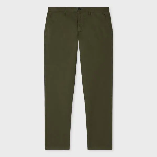 Paul Smith Tapered-fit Dark Khaki Stretch-cotton Chinos