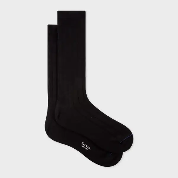 Paul Smith Cotton-blend Ribbed Socks - Black