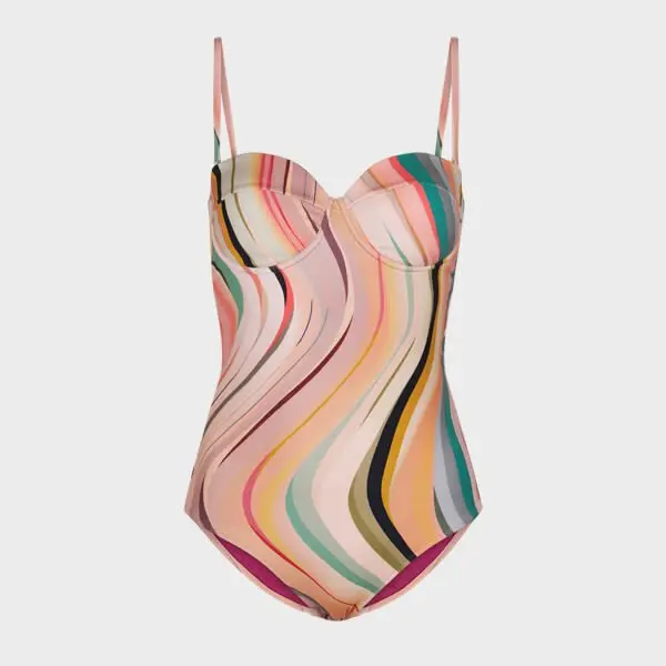 Paul Smith Dusky Swirl' Print Wrap Bandeau Swimsuit
