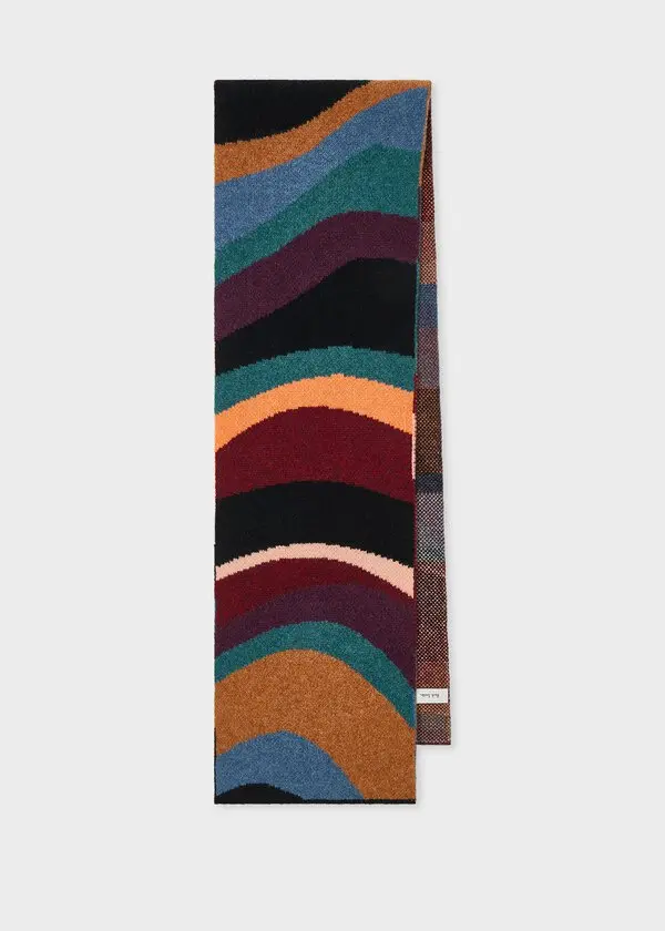 Paul Smith Midnight Swirl' Jacquard Lambswool Scarf - Black