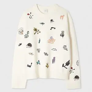 Paul Smith Cream Embroidered 'little Beasts' Sweater