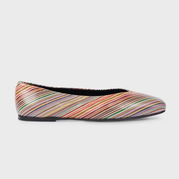 Paul Smith Signature Stripe Leather Ballet Flats