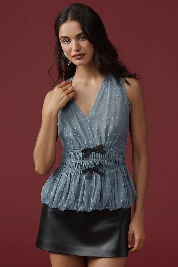 DOLAN LEFT COAST Bow-trim Bubble Tank Top