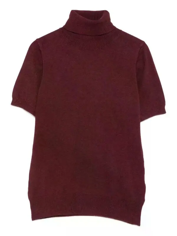VICOLO Short-sleeve Roll-neck Knitted Top