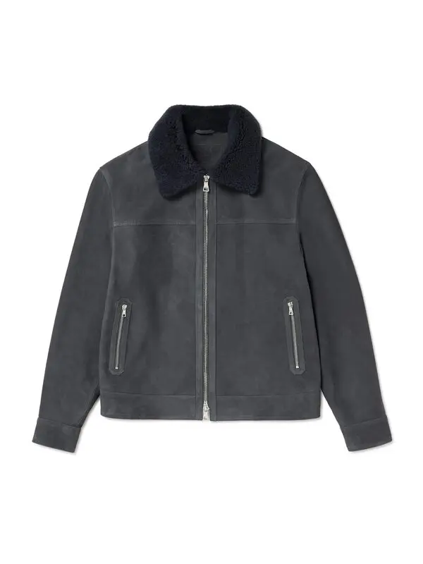 Mr P. Shearling-trimmed Suede Trucker Jacket