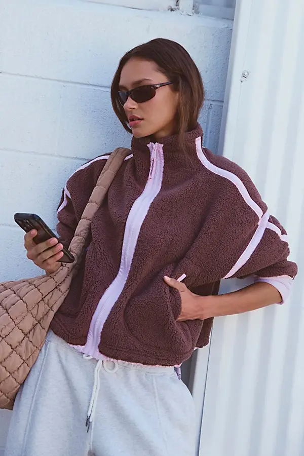 Free People Mountain High Fleece Jacket - Truffle Combo