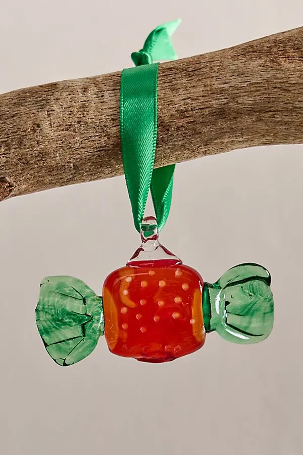 ANTOLINI GLASS Handblown Glass Candy Ornament - Strawberry