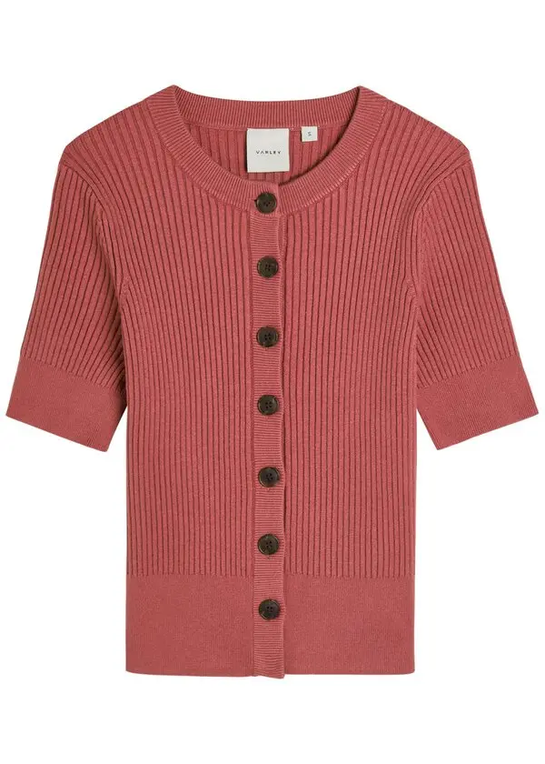 Varley Micha Ribbed Knit Cardigan - Mauve