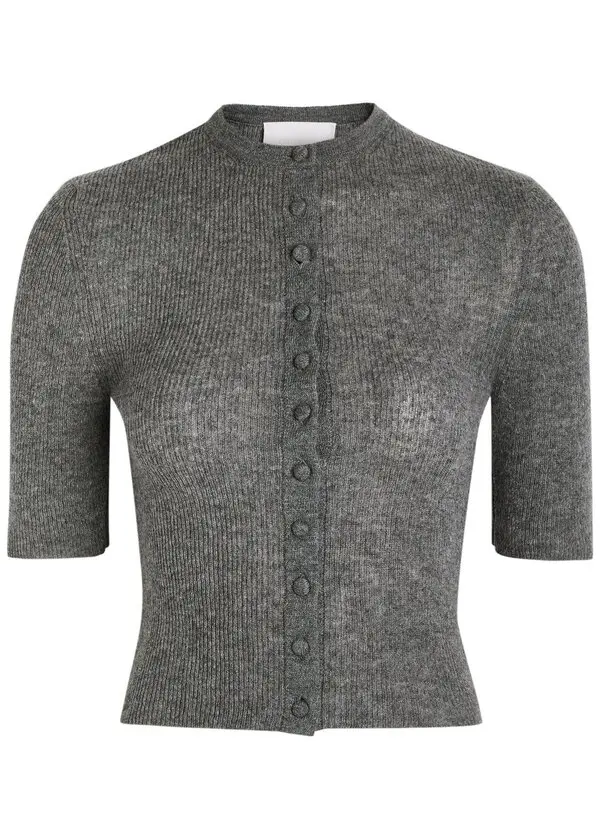 Citizens Of Humanity Tabitha Ribbed Wool And Cashmere-blend Cardigan - Charcoal
