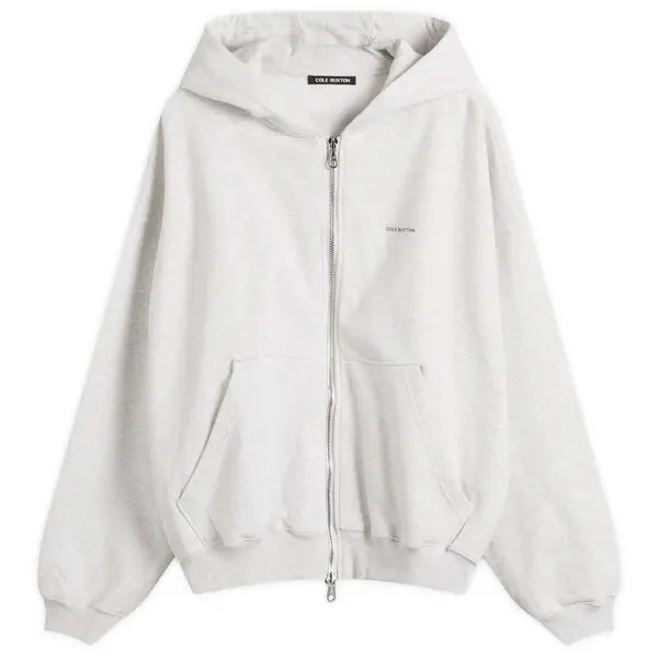 COLE BUXTON Mini Logo Zipped Hoodie - Light Grey Marl