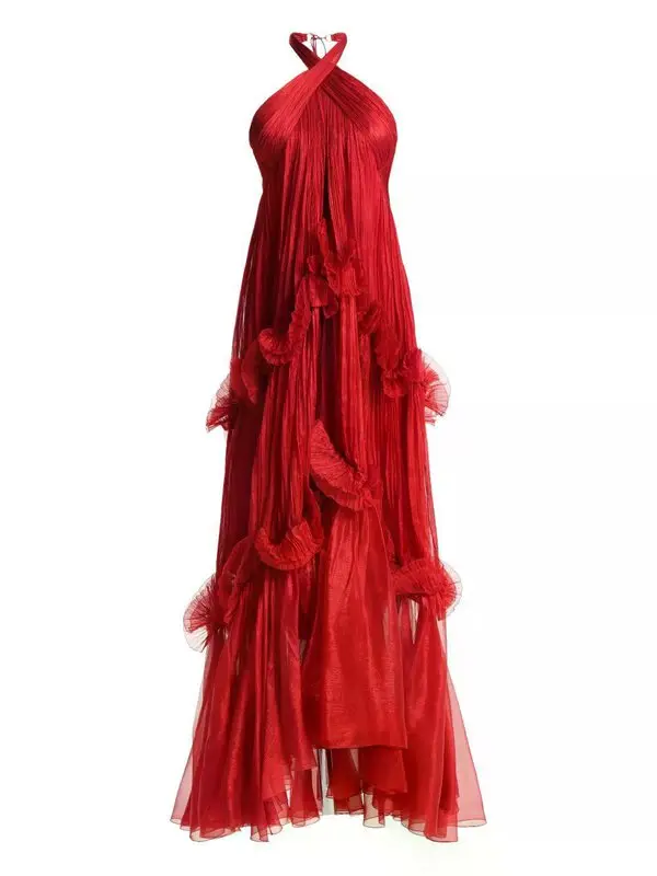 MARIA LUCIA HOHAN Halter-neck Gown With Ruffle Detail