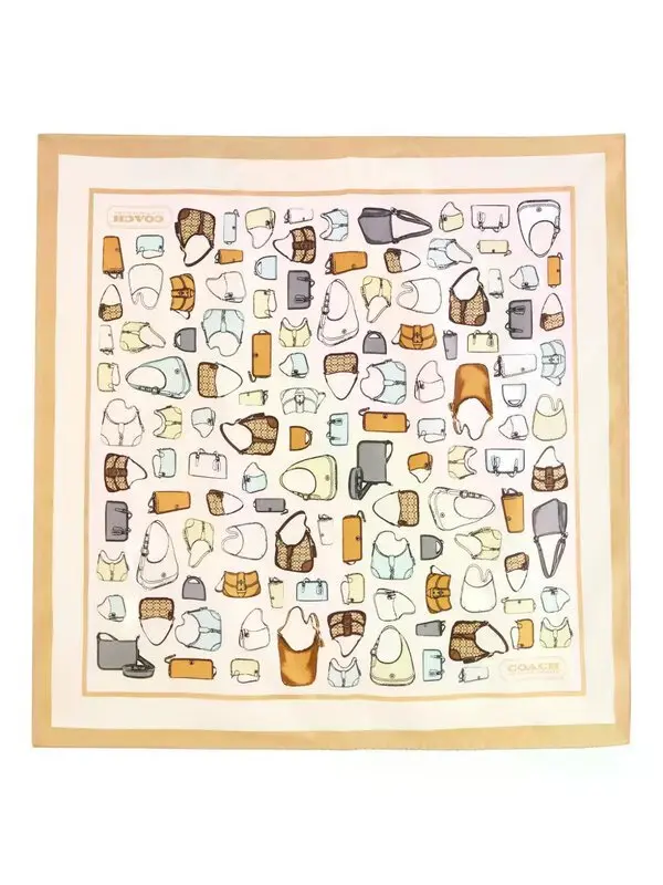 Coach Bag-print Silk Scarf - Neutrals