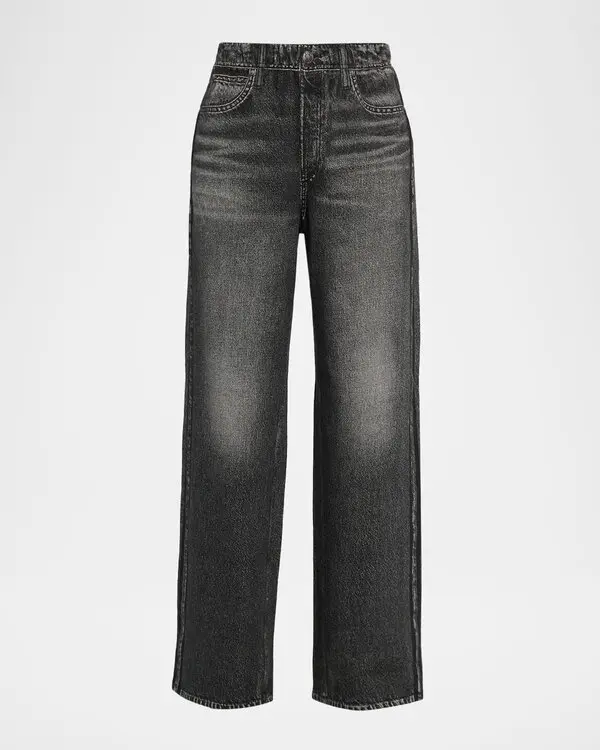 Rag & Bone Miramar Wide-leg Cotton-terry Jeans - Washedblk