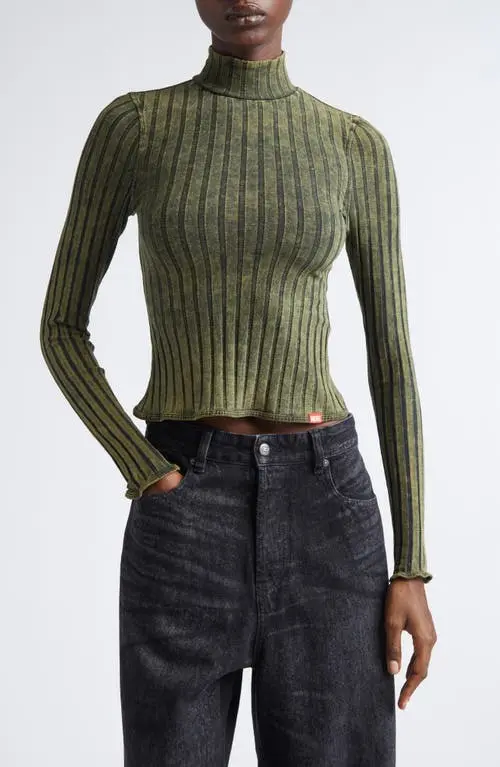DIESEL® T-clawa Stretch Cotton Ribbed Turtleneck Sweater