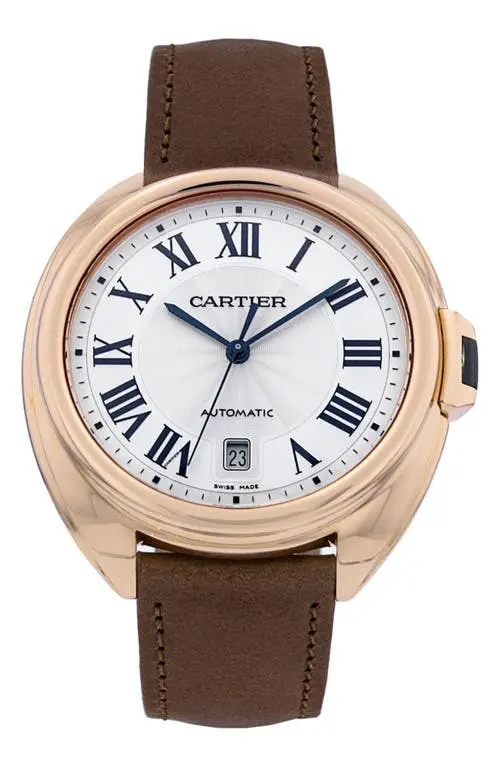 WATCHFINDER & CO. Cle De Cartier Automatic Leather Strap Watch