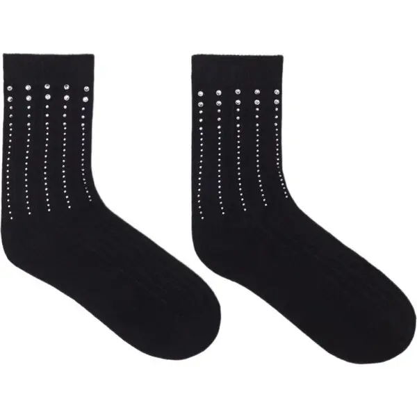 Maje Rhinestone Embellished Cotton Socks