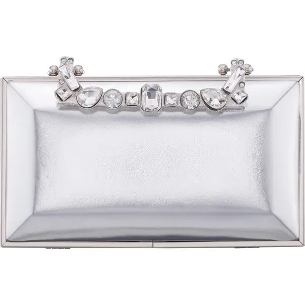 Nina Crystal Lace Clutch - Silver