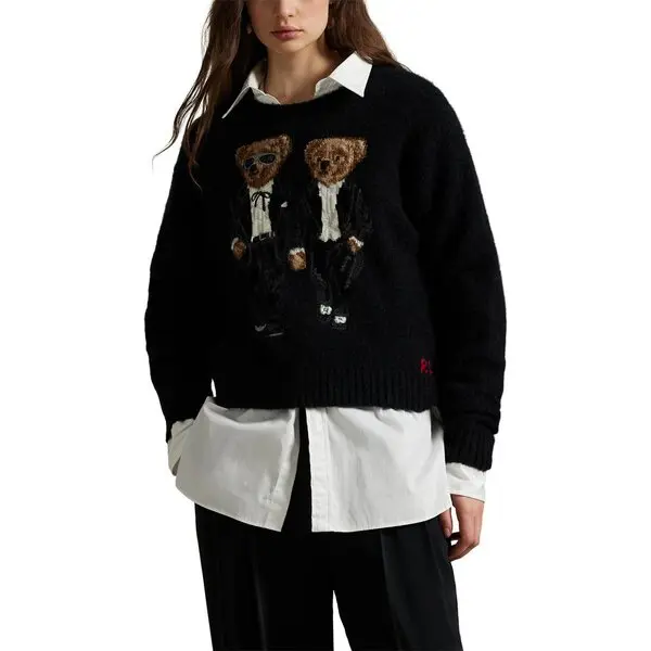 Ralph Lauren Tuxedo Bear Wool & Alpaca Blend Sweater