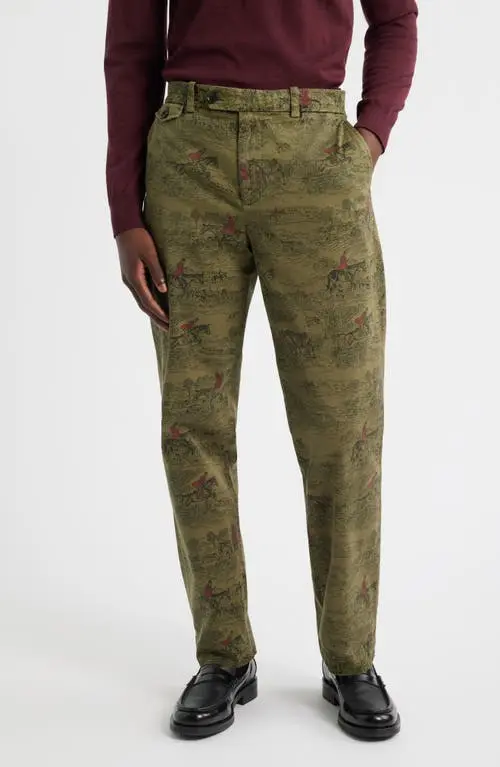 Brooks Brothers Heritage Print Flat Front Stretch Cotton Chinos