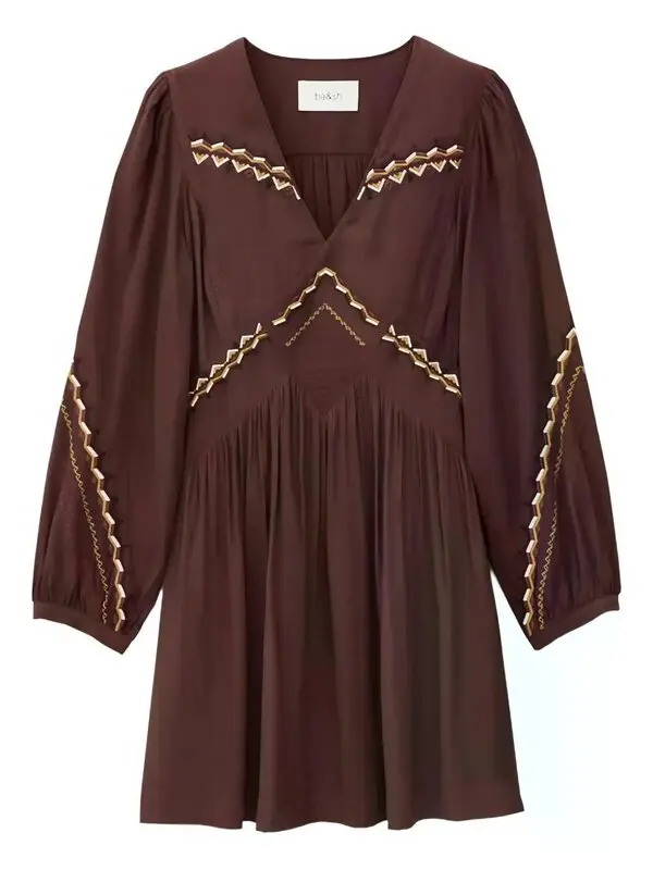 Ba&sh Tay Embroidered V-neck Mini Dress