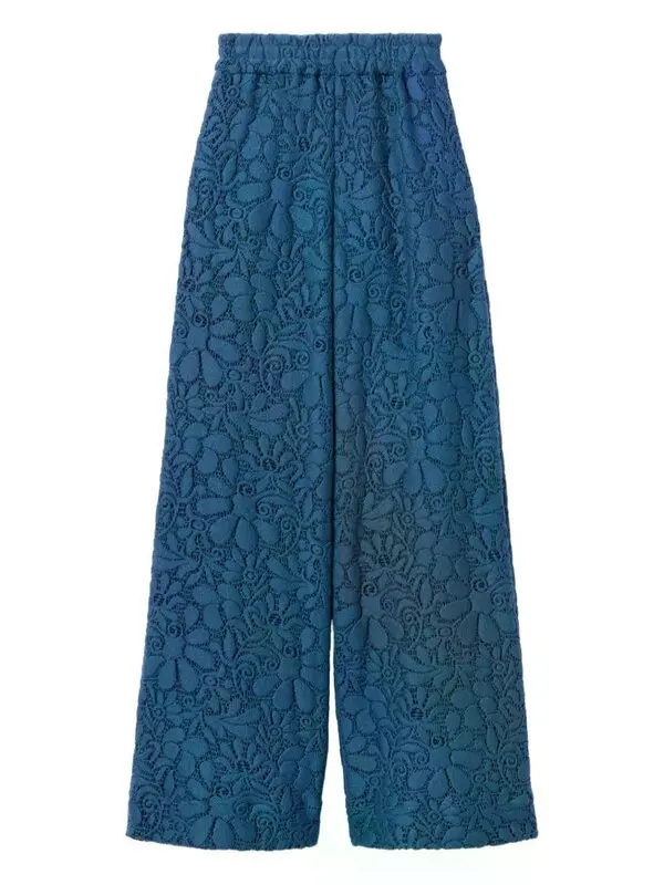 La DoubleJ Floral-pattern Lace Trousers