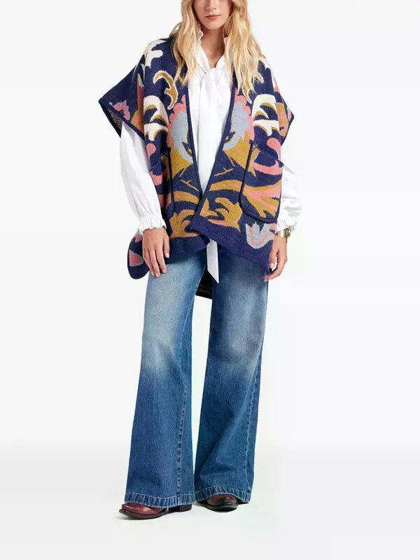 La DoubleJ Tie-detailed Printed Cape