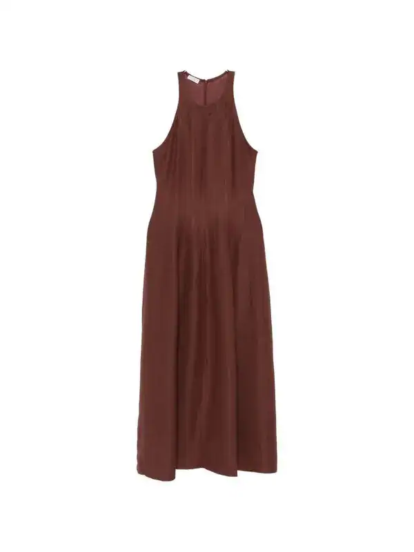 Brunello Cucinelli Linen Blend Long Dress - Purple | Editorialist