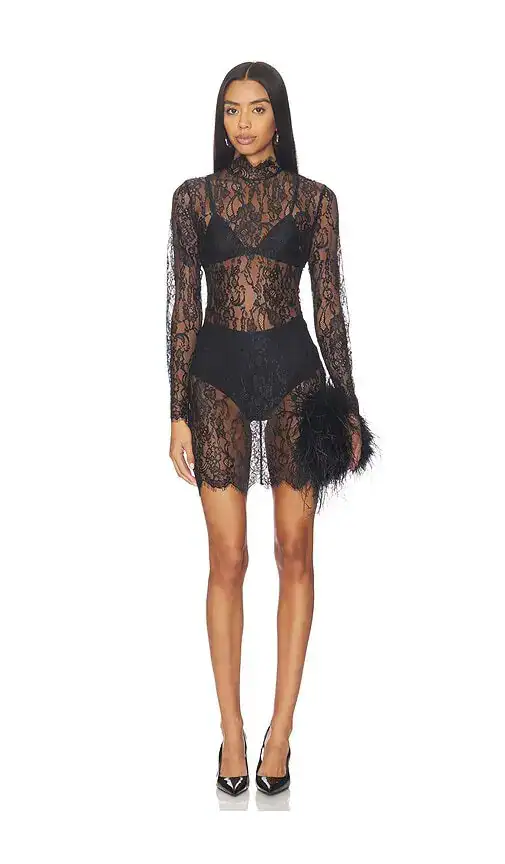 summer black mini dress Charlotte Black Lace Mini Dress – ADEA main image 0