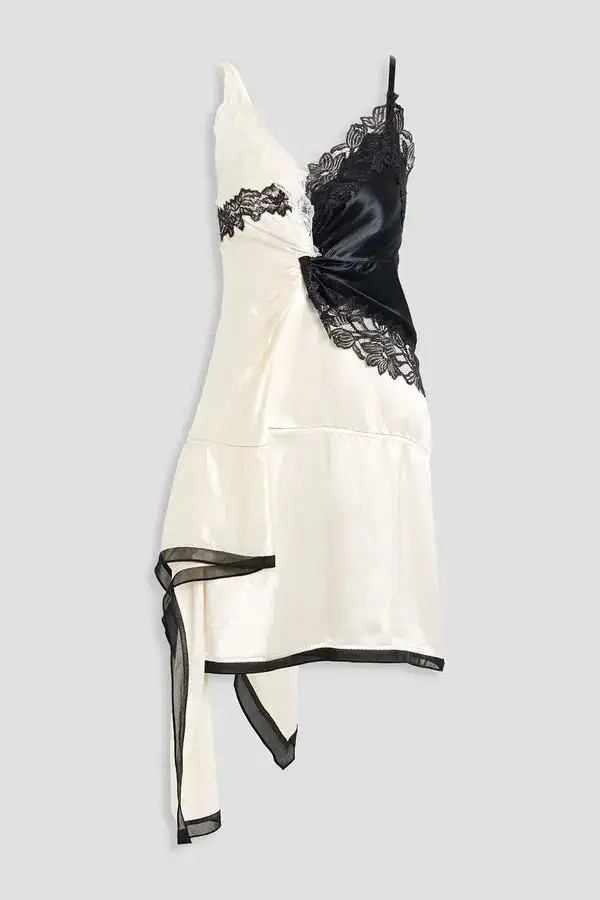 3.1 Phillip Lim Draped Lacetrimmed Satin Mini Dress In Ivory - 60% Off ...