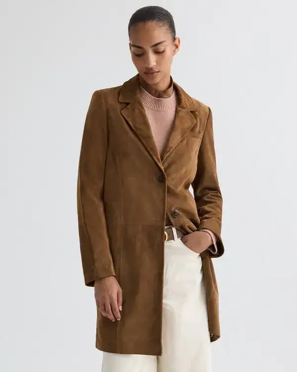 Twp Easy Car Coat In Heavy Suede - Martora | Editorialist