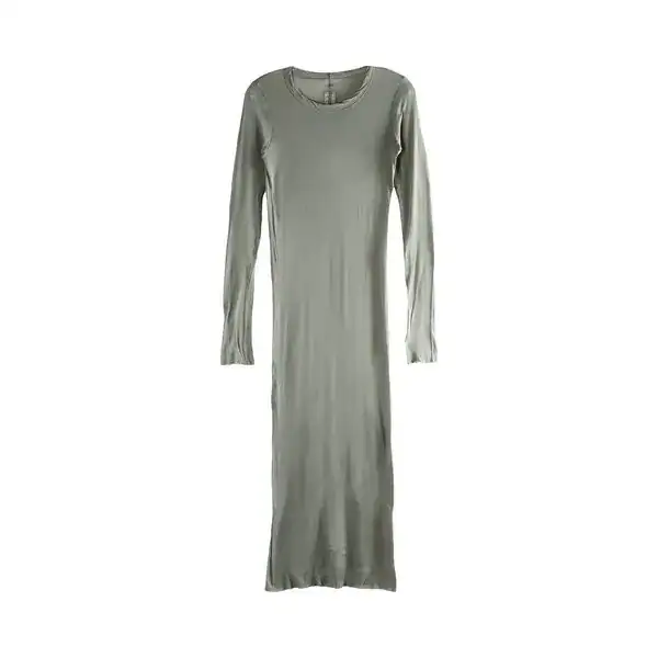 Rick Owens Ribbed Long-Sleeve Dress - Green | Editorialist