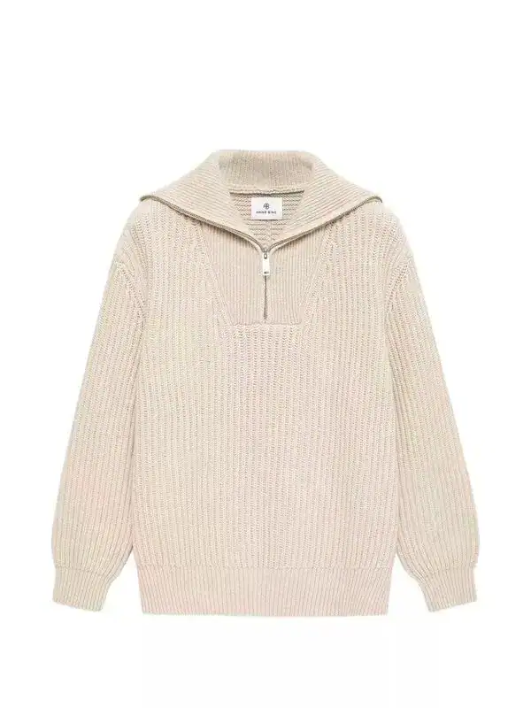 Anine Bing Zip Sammy Knitwear - Neutrals | Editorialist