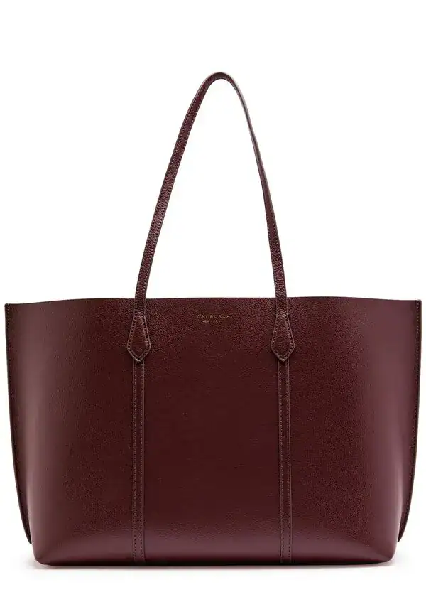 Tory Burch Perry Grained Leather Tote Bag - Burgundy | Editorialist