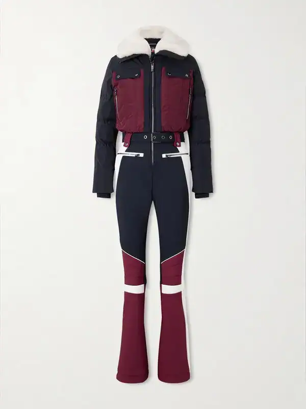 Fusalp Karei Belted Plush-Trimmed Padded Shell Ski Suit - Burgundy ...
