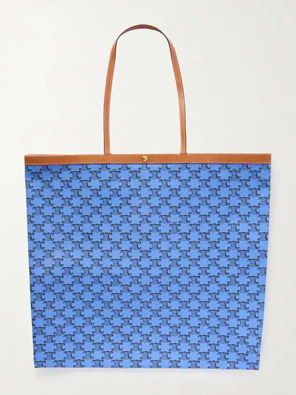 Celine Triomphe Large Logo-Print Tote Bag - Blue | Editorialist