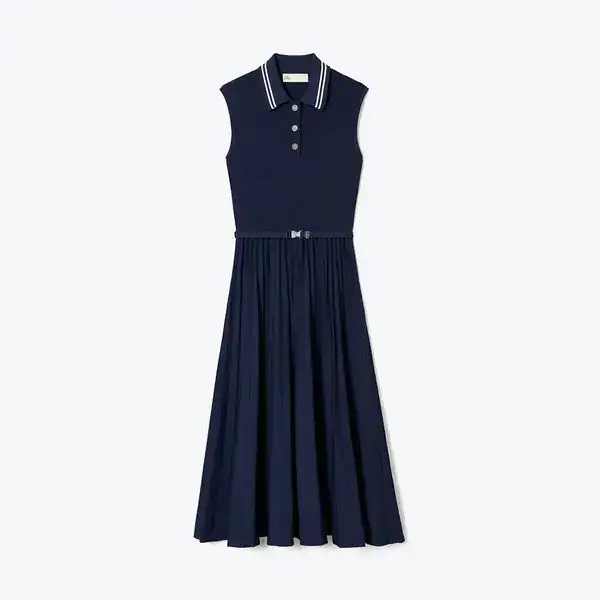 Tory Burch Gemini Link Jacquard Dress - Tory Navy | Editorialist
