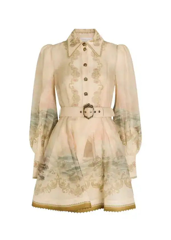 Zimmermann Printed Linen-Blend Mini Shirt Dress - Multicoloured 1 |  Editorialist
