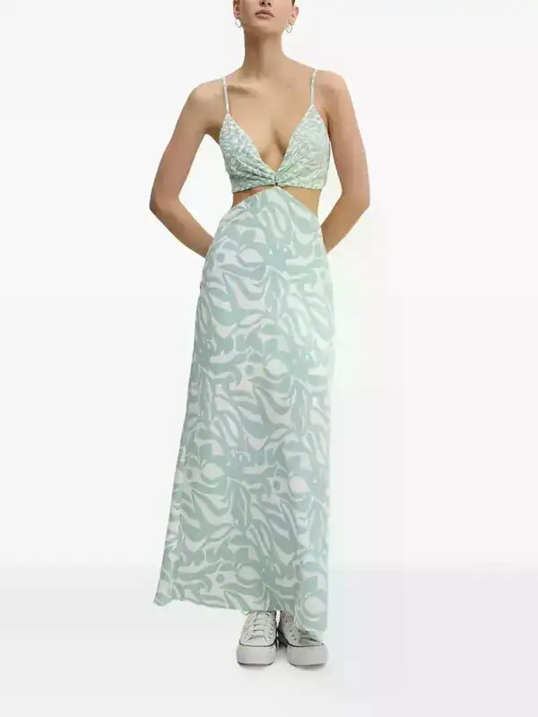 Abercrombie Floral Print Cut-out Maxi Dress - White