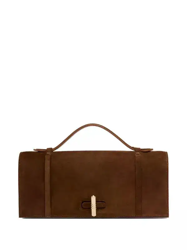 Malone Souliers May Crosta Handle Suede Clutch Bag - Brown | Editorialist