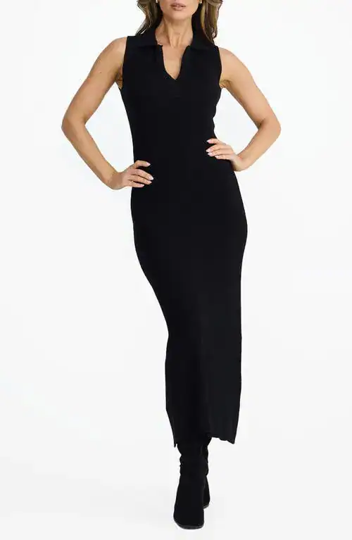 Brave+True Mimi Rib Maxi Sweater Dress - Black | Editorialist