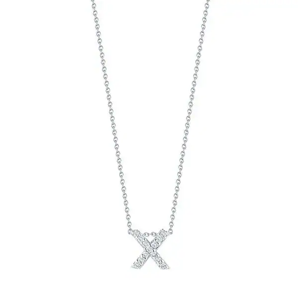Roberto Coin Tiny Treasures Diamond Initial 'X' Pendant Necklace In Wg ...