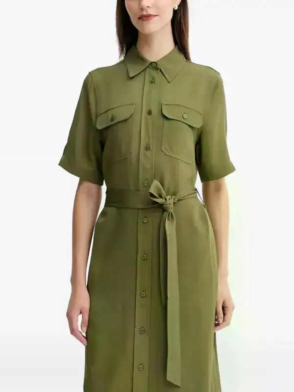green belted shirt dress Lighthearted Days Green Stripe Belted Button Front Maxi Shirt Dress