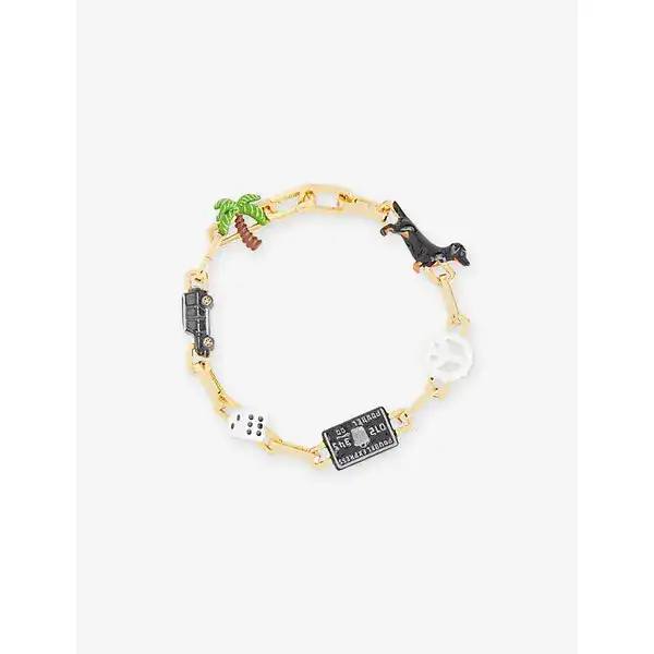 Poubel West Coast 14ct Gold Vermeil Bracelet - Gold Black White ...