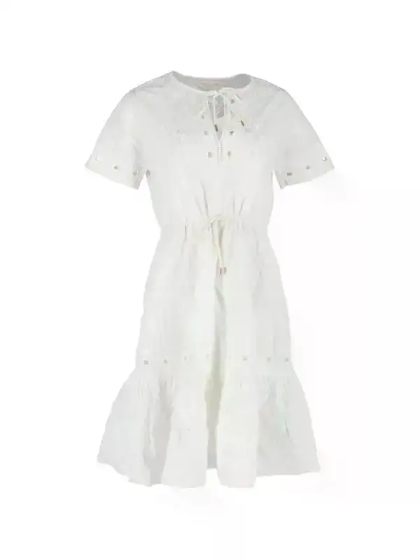 See By Chlo Embroidered Midi Dress - White | Editorialist