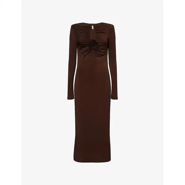 PRETTY LAVISH Ragan Corsage Maxi Dress - Brown | Editorialist