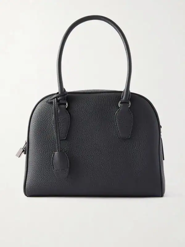 The Row India Textured-Leather Tote - Black | Editorialist