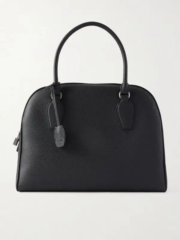 The Row India Textured-Leather Tote - Black | Editorialist