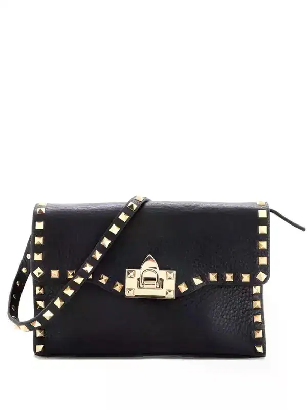 Valentino Garavani Rockstud Flip Lock Flap Bag Leather Small Shoulder ...